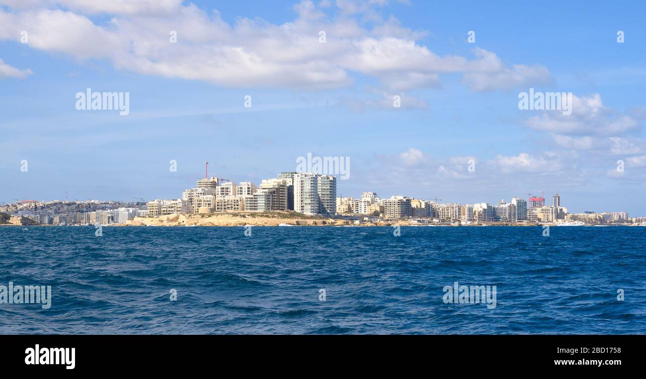 Tower Road Skyline,Sliema,Malta, showing high rise modern buildings ...