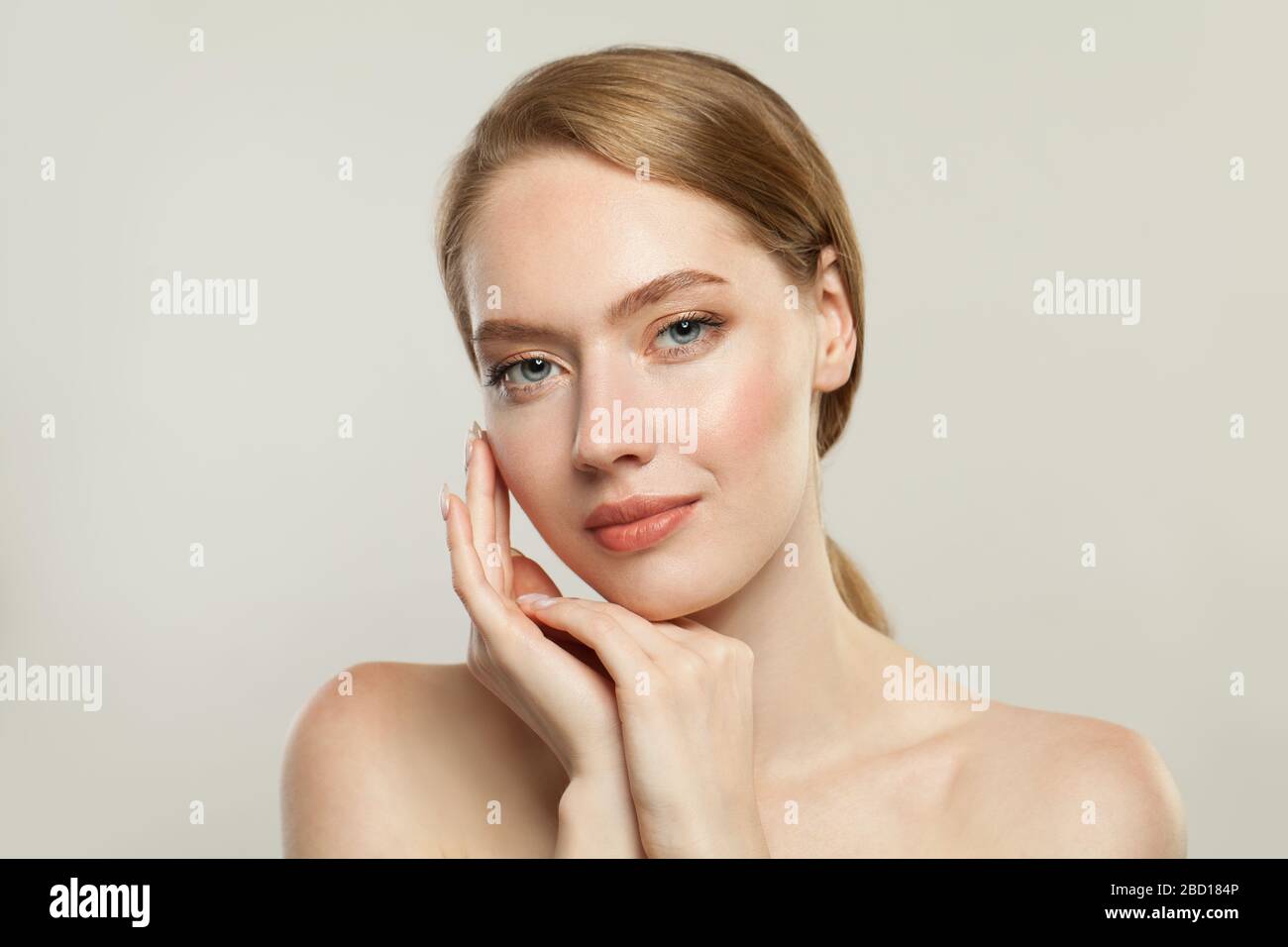 Beautiful face. Healthy model with clear skin. Skincare and facial ...