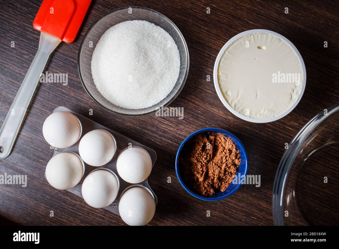 Cooking top view background with ingredients for sweet dessert Stock ...