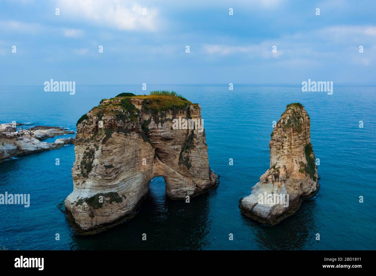 Serene view of Pigeon's rock in Raouche, Lebanon Stock Photo - Alamy