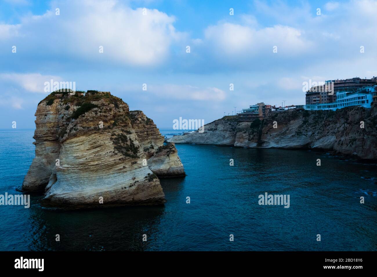 Serene view of Pigeon's rock in Raouche, Lebanon Stock Photo - Alamy