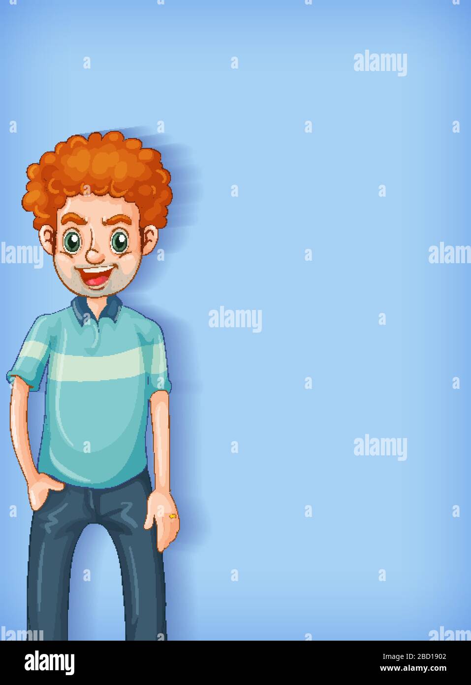 Background template design with happy man illustration Stock Vector ...