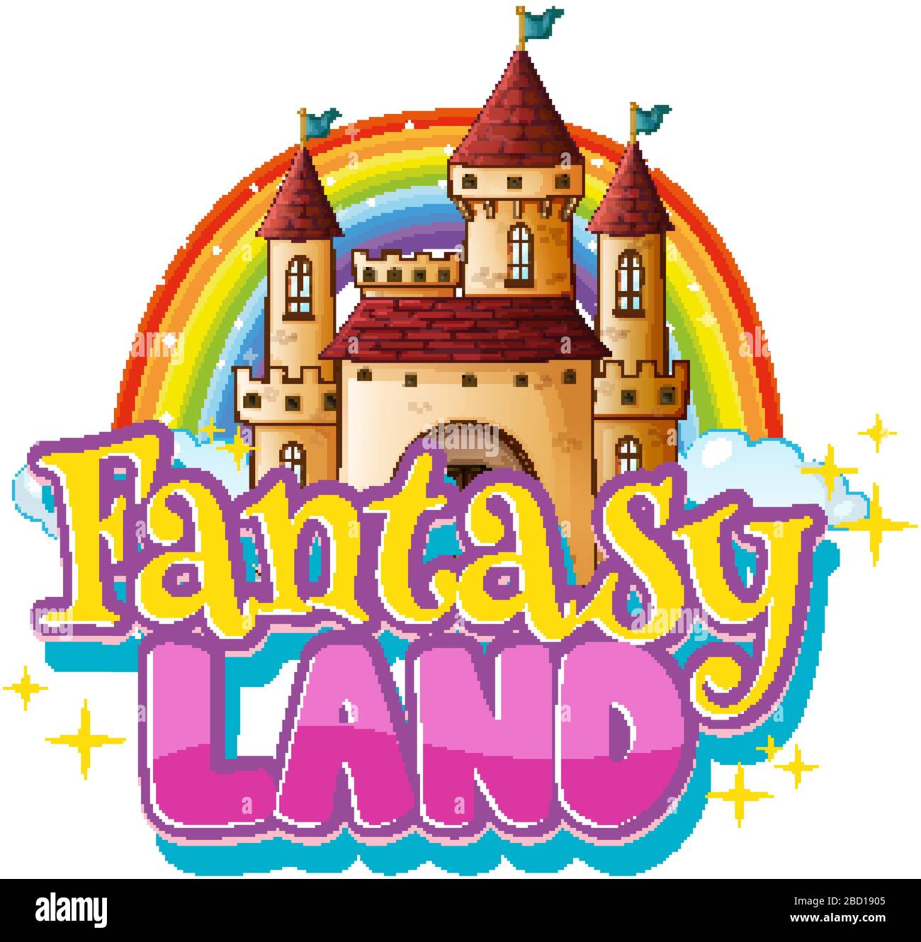 Font design for word fantasy land with big castle in background ...