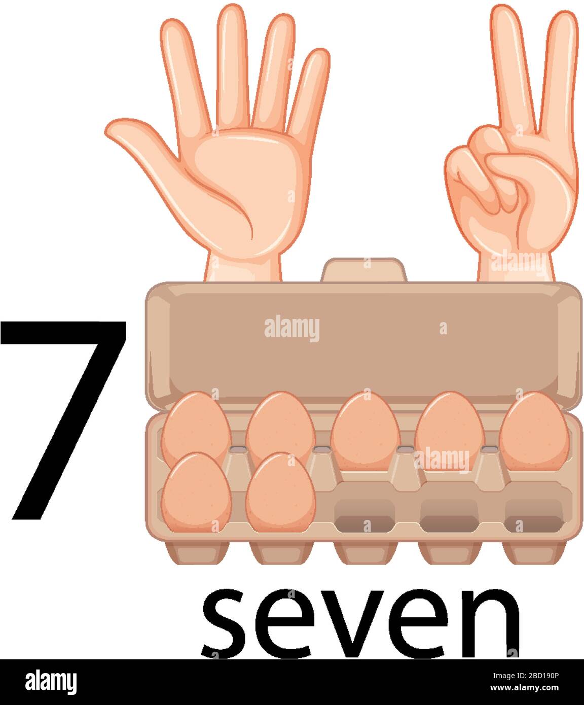 Counting number seven with eggs in carton illustration Stock Vector ...