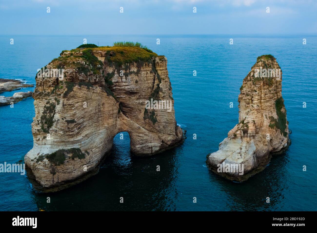 Serene view of Pigeon's rock in Raouche, Lebanon Stock Photo - Alamy