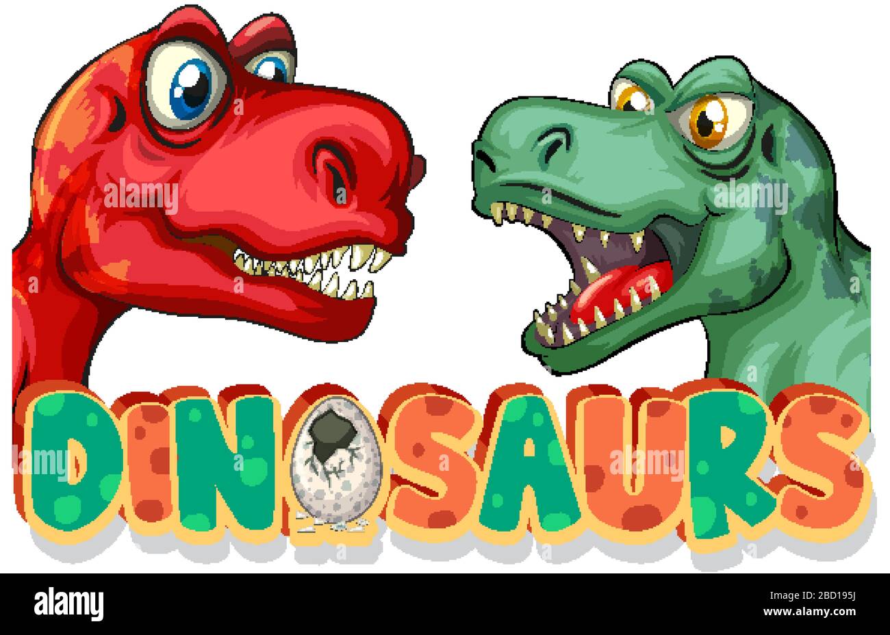 Font design for word dinosaurs with two t-rexes illustration Stock ...