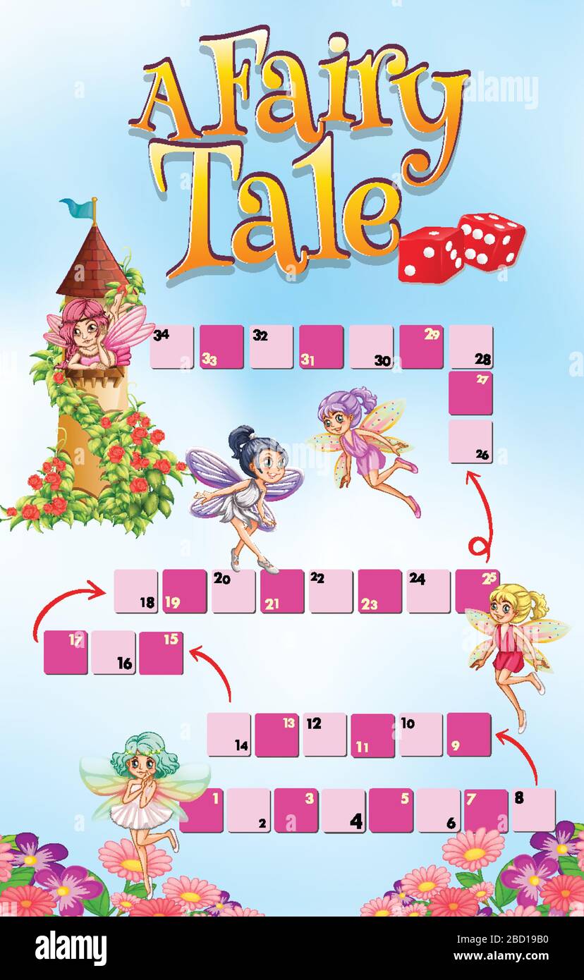 Game template with fairy tale theme background illustration Stock ...
