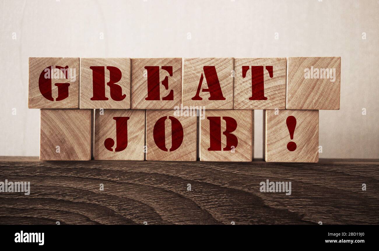 Great job words written on wooden cube blocks. Career business success ...