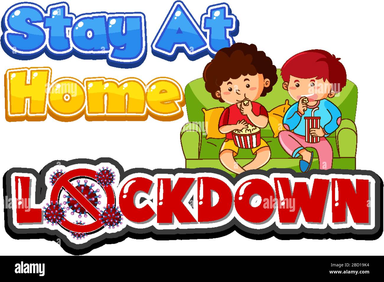 Coronavirus poster design for word lock down with kids at home ...
