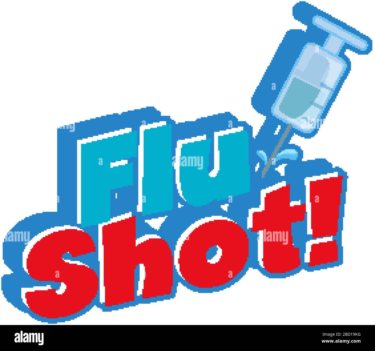 Font design for word flu shot with needle on white background ...