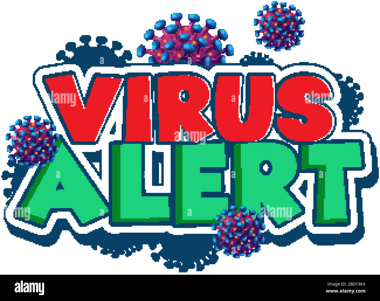 Font design for word virus alert with virus cells on white background ...