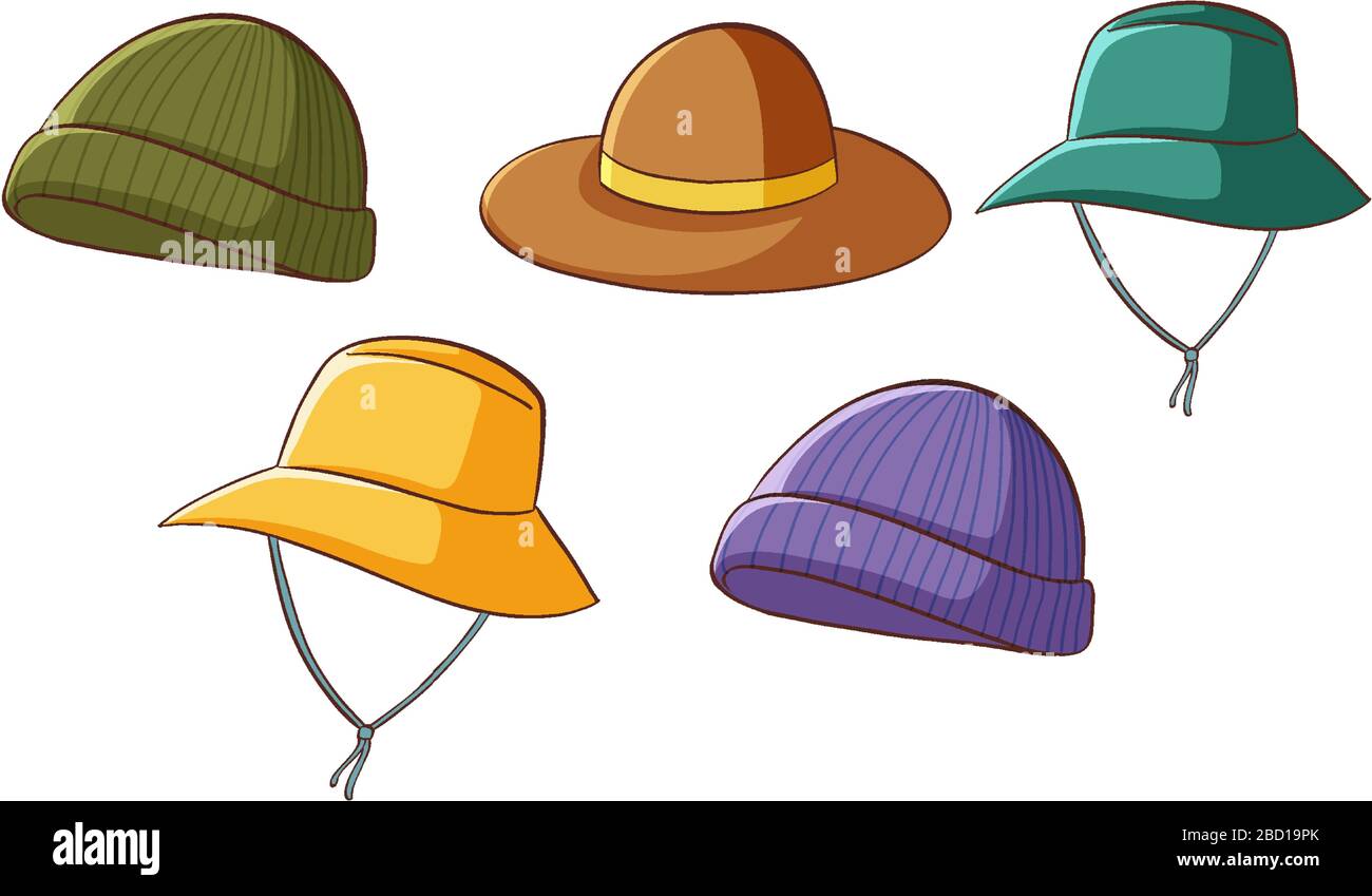 Set of isolated hats illustration Stock Vector Image & Art - Alamy