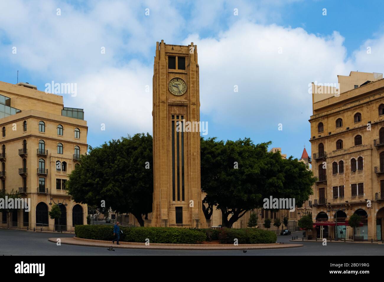 Beirut, Lebanon - May 05, 2017: Pleasant view of big clock tower and ...