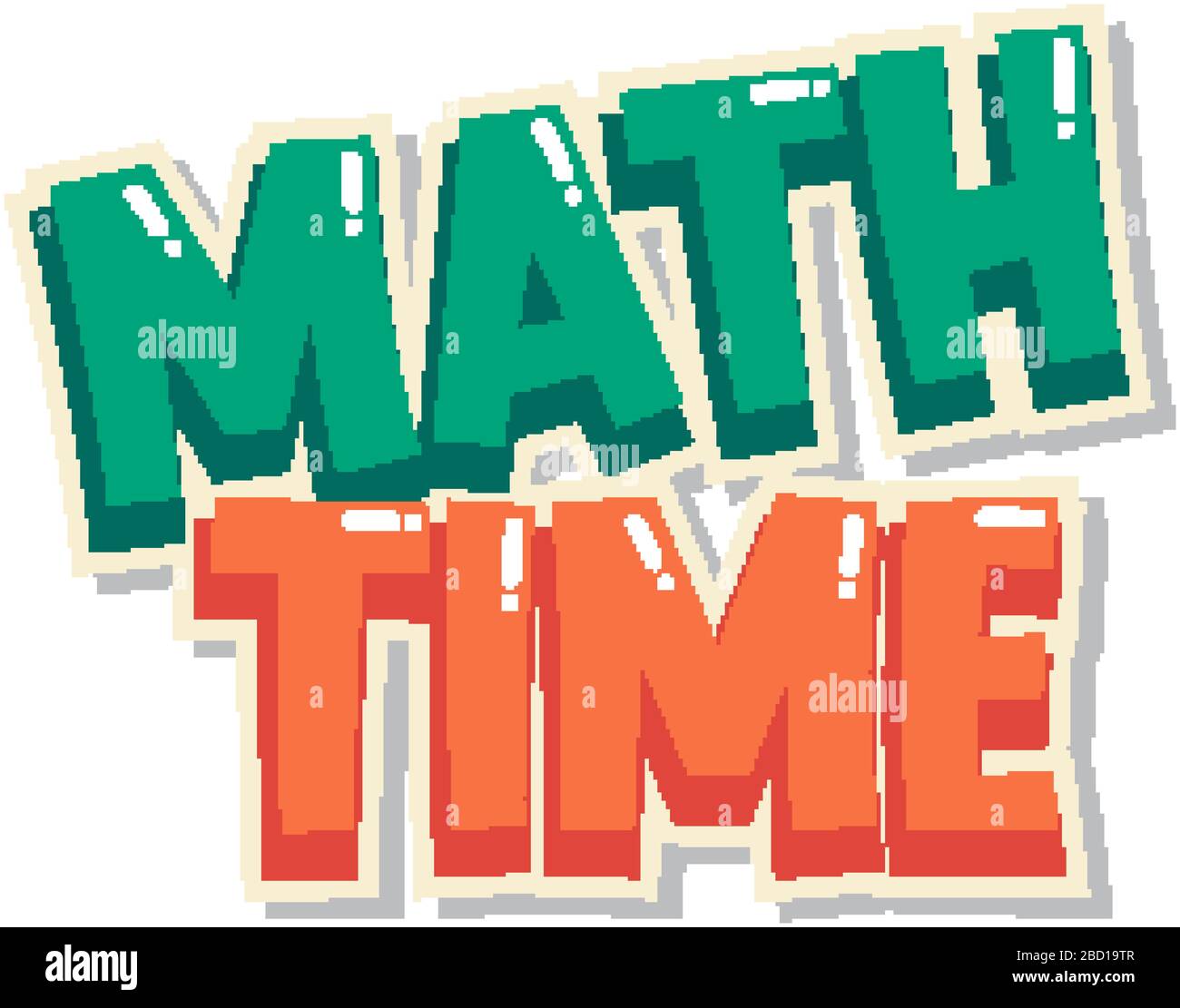 Sticker design for math time in green and orange color illustration Stock Vector Image & Art - Alamy