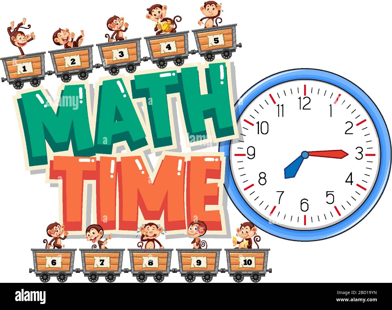 Poster design with monkeys on the cart with number one to ten ...