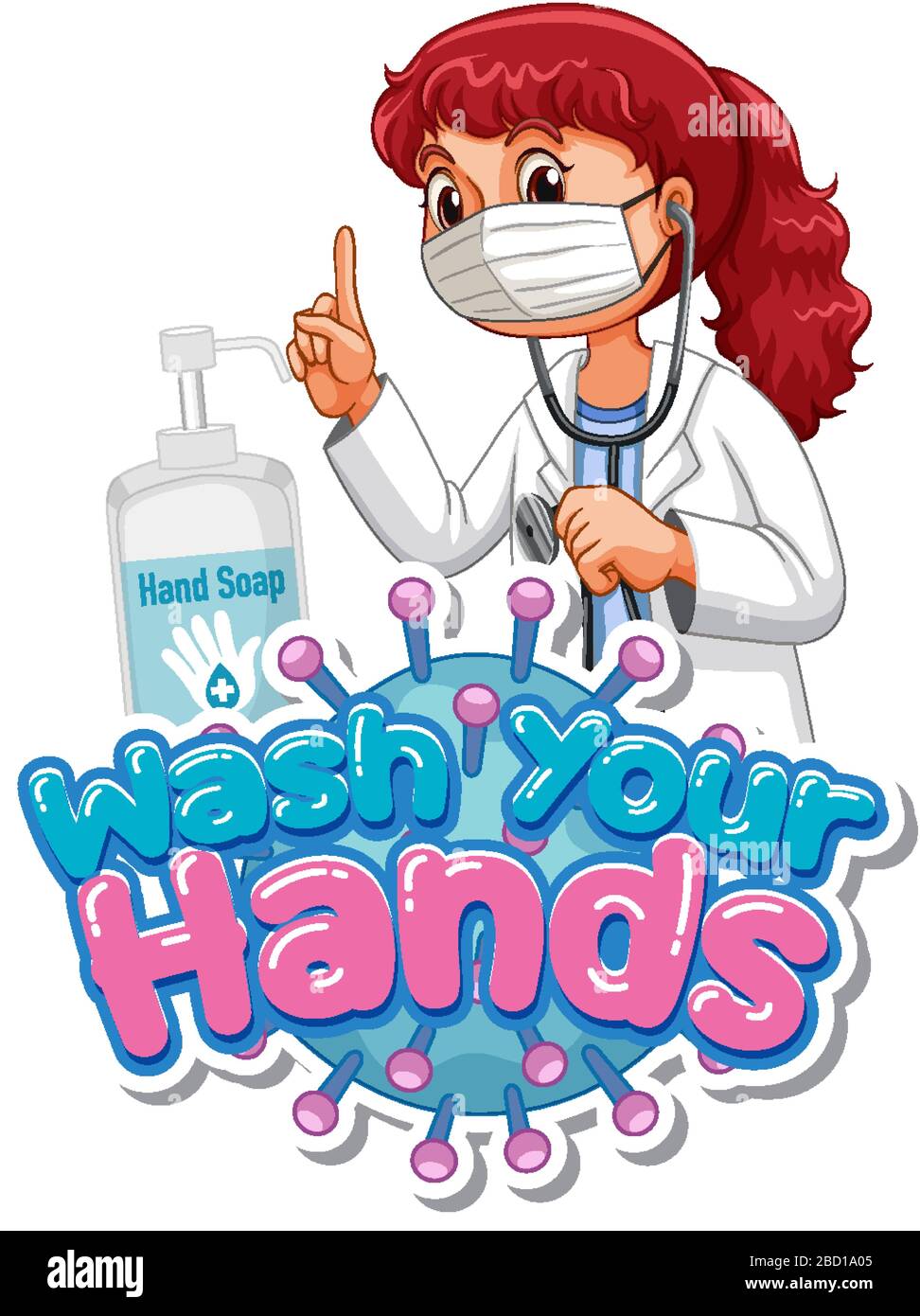 Wash your hands poster design with doctor wearing mask illustration ...