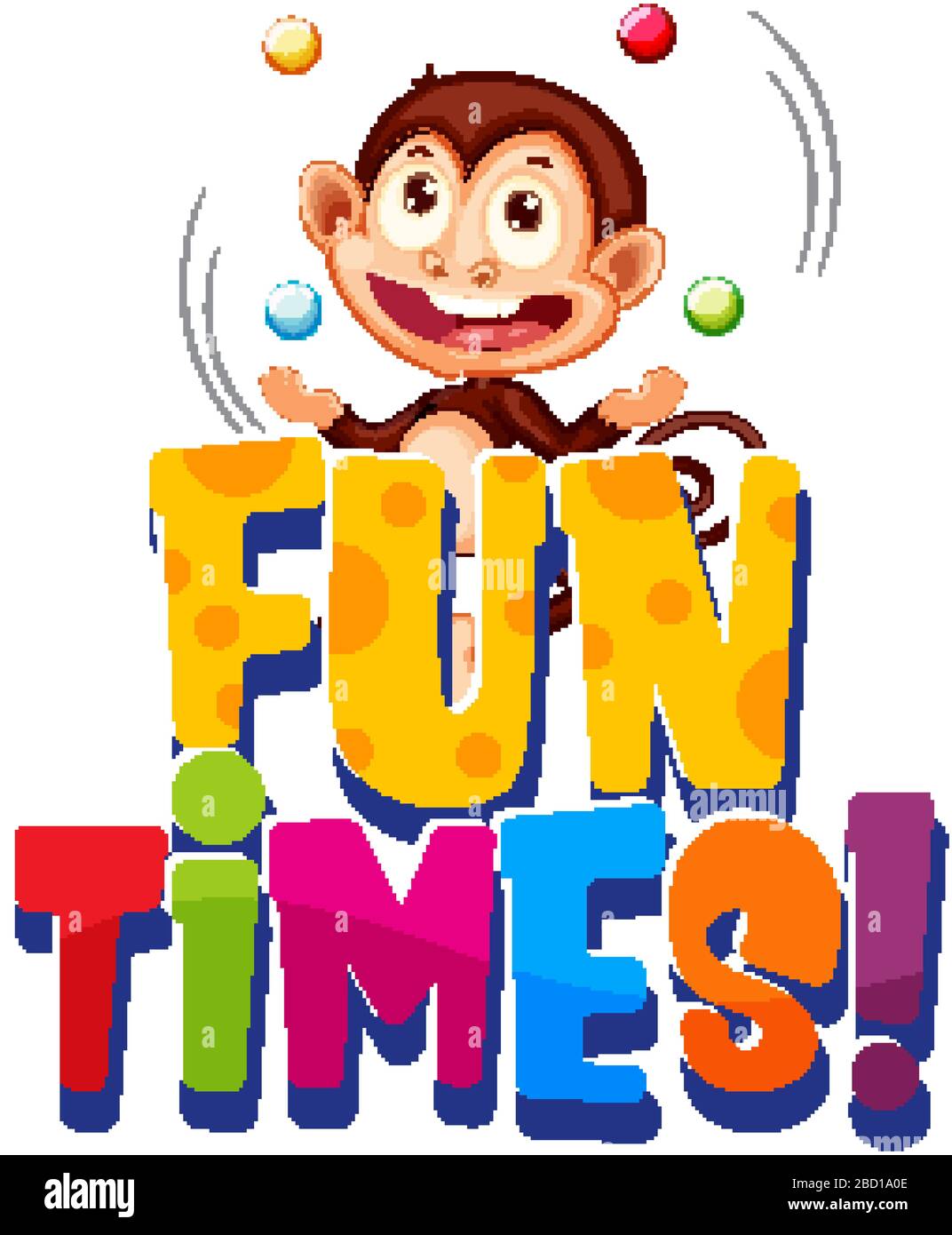 Font design for word fun times with monkey juggling balls illustration ...