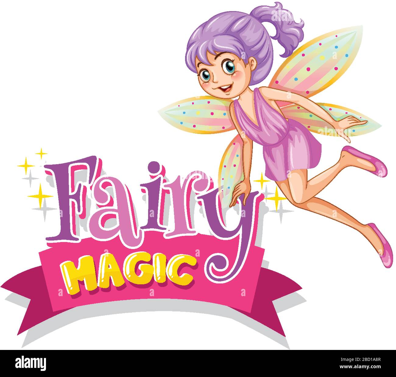 Font design for word fairy enchantment with fairy flying illustration ...