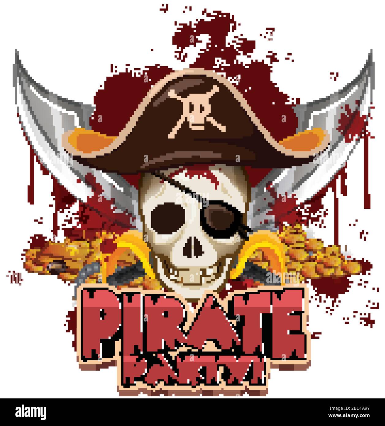 Font design for word pirate party with pirate and skull illustration ...
