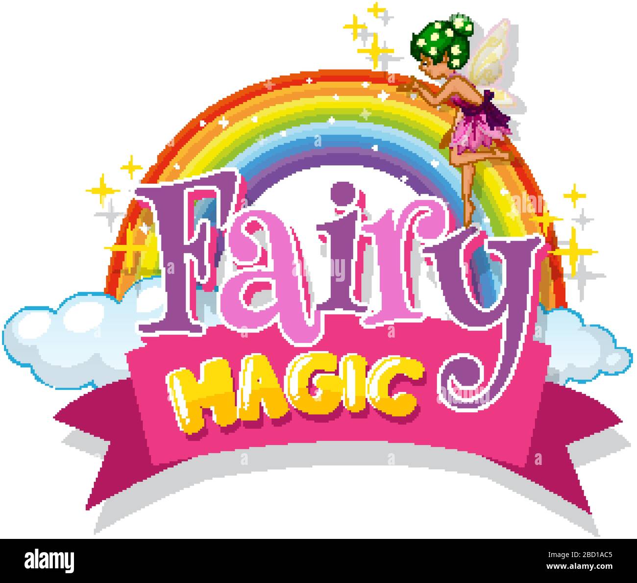 Font design for word fairy magic with fairy flying illustration Stock ...