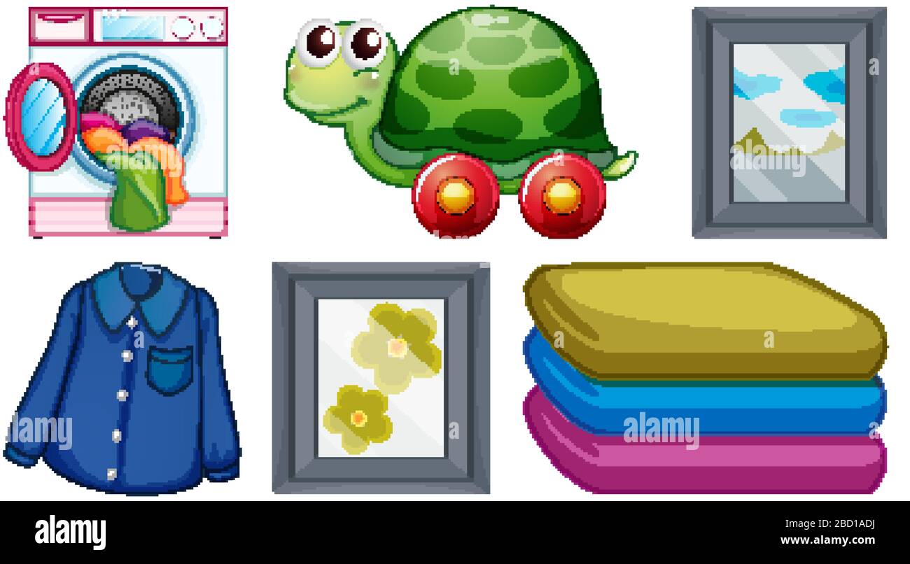 Large set of household items on white background illustration Stock ...