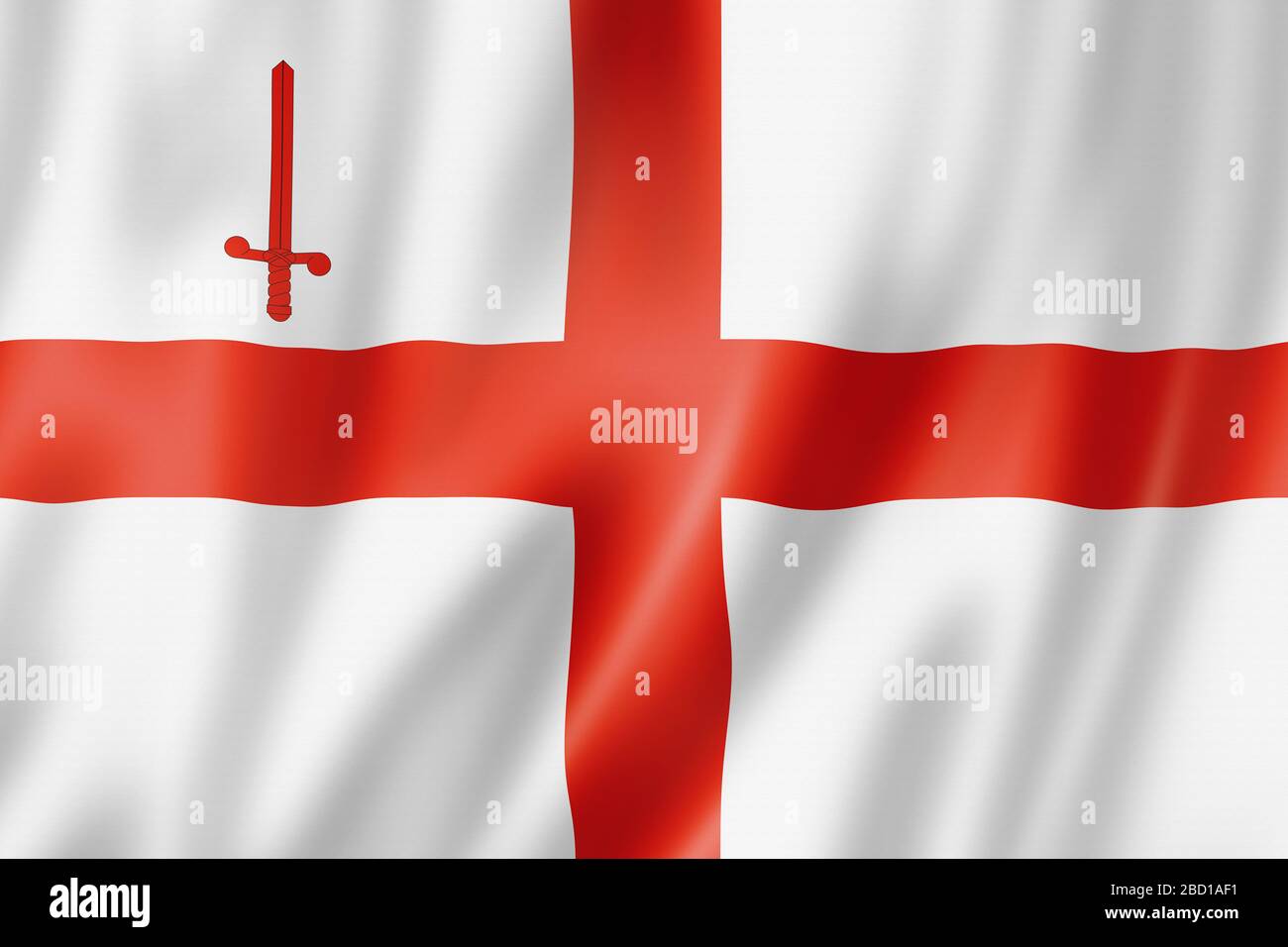 London City flag, United Kingdom waving banner collection. 3D ...