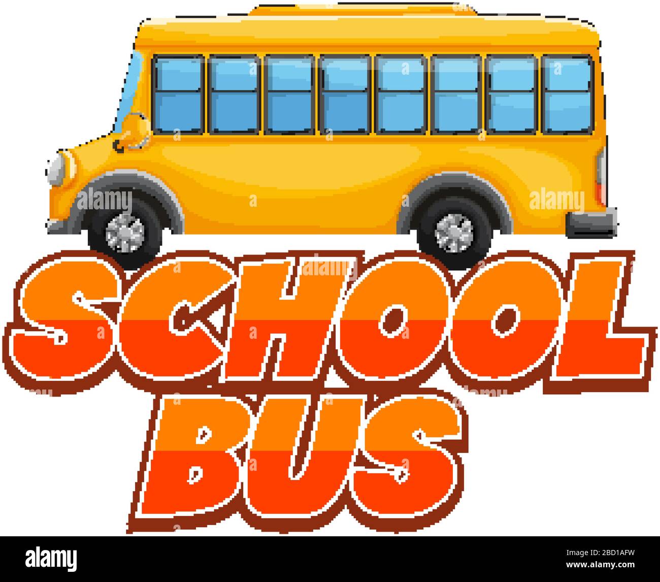 Font design for word school bus with school bus on white background ...