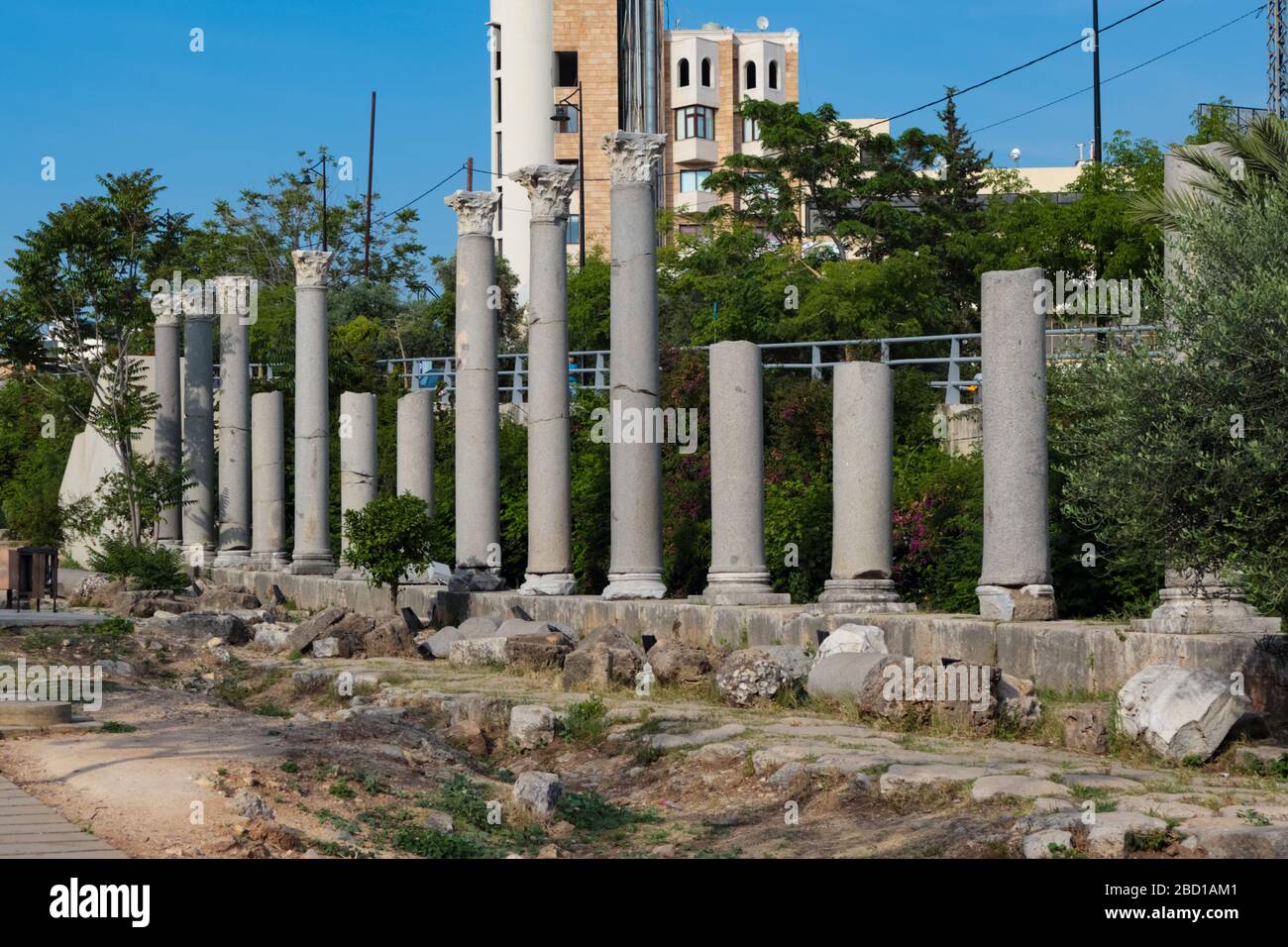 Byblos, Lebanon - May 12, 2017: Walkway to the ancient archaeological ...