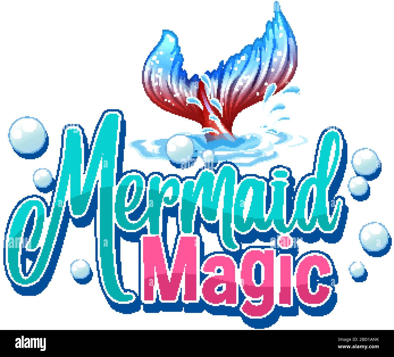 Font design for word mermaid magic on white background illustration ...