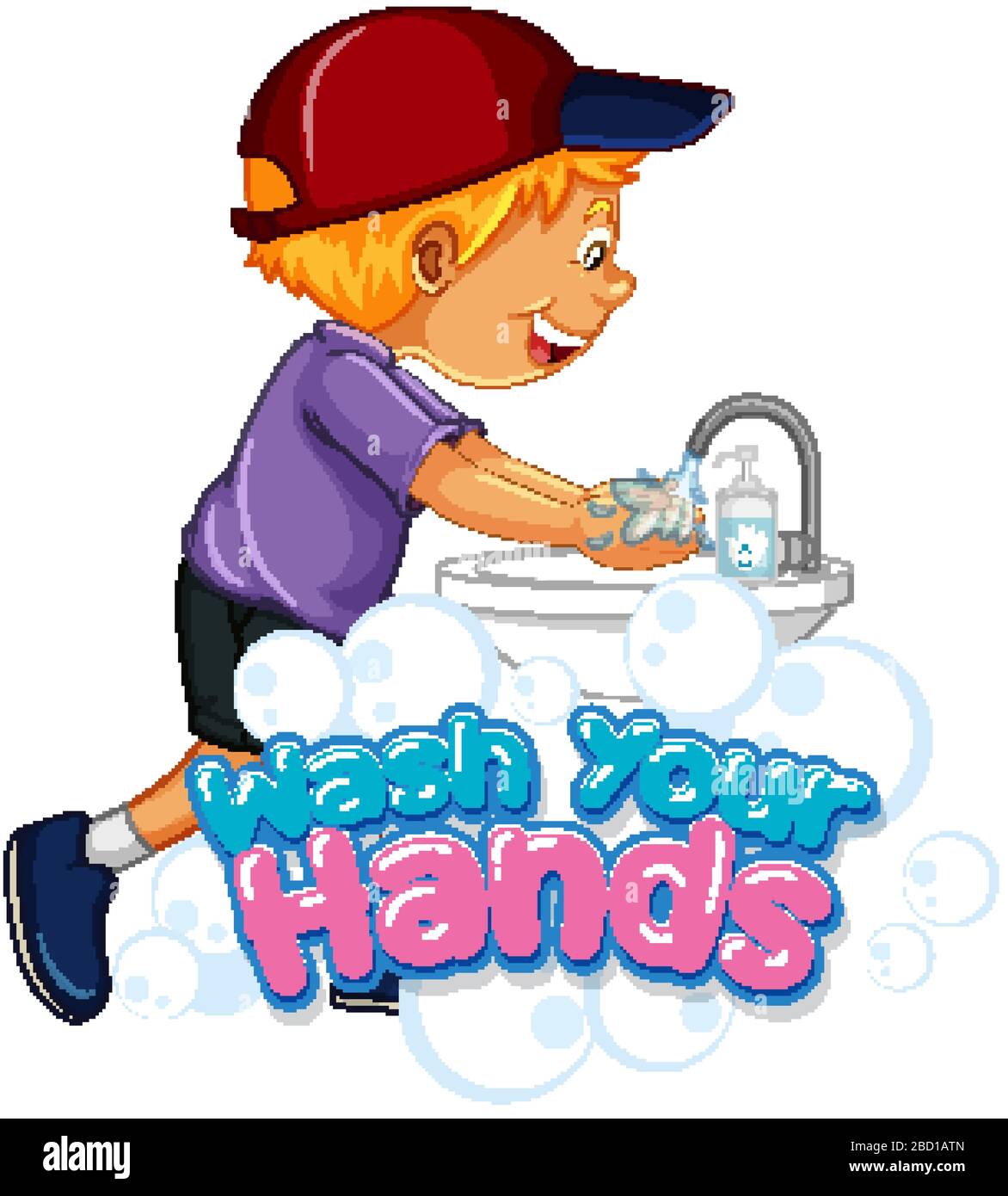 Wash your hands poster design for wash your hands with happy boy ...