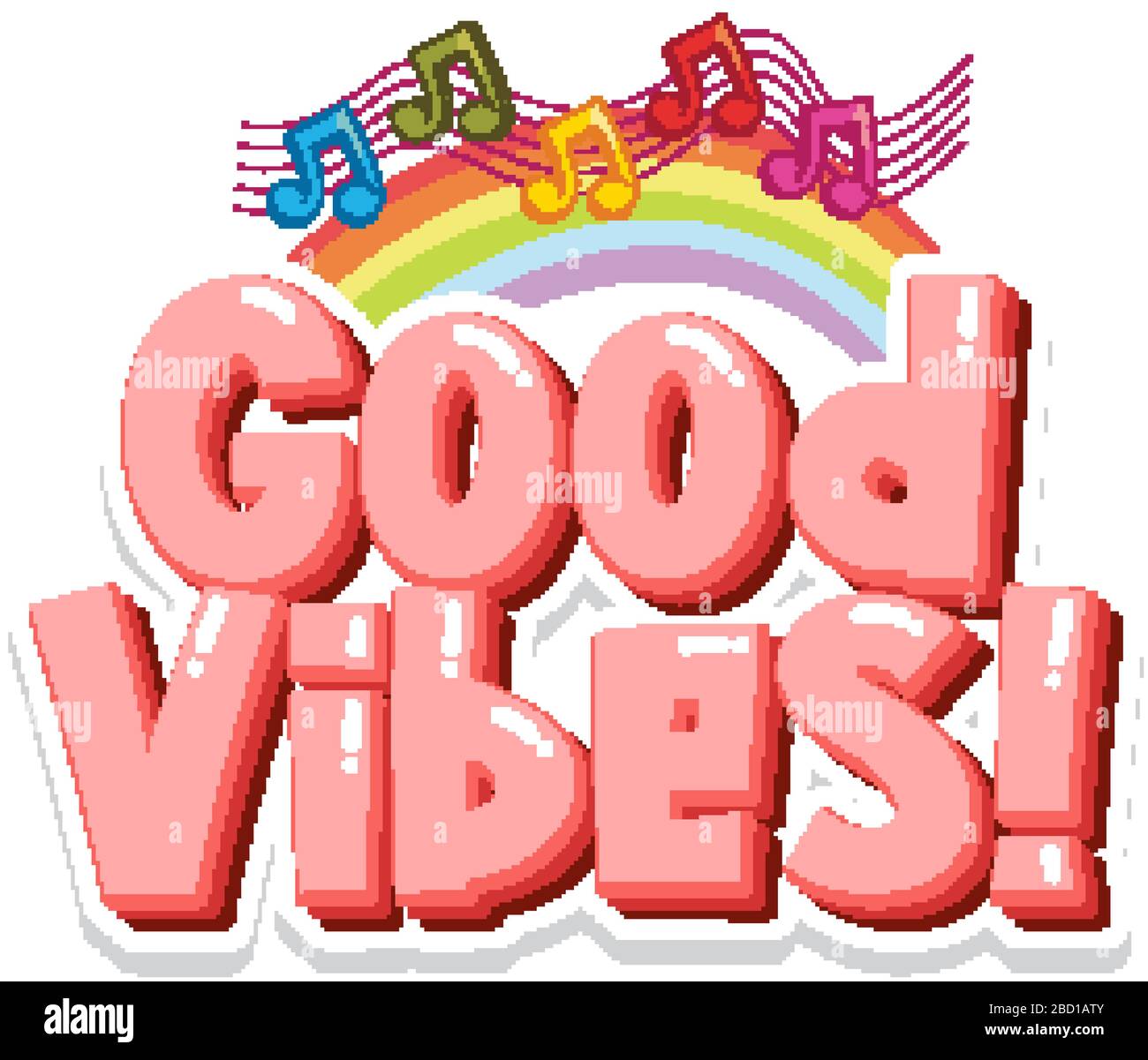 Font design for word good vibes with music notes on white background ...