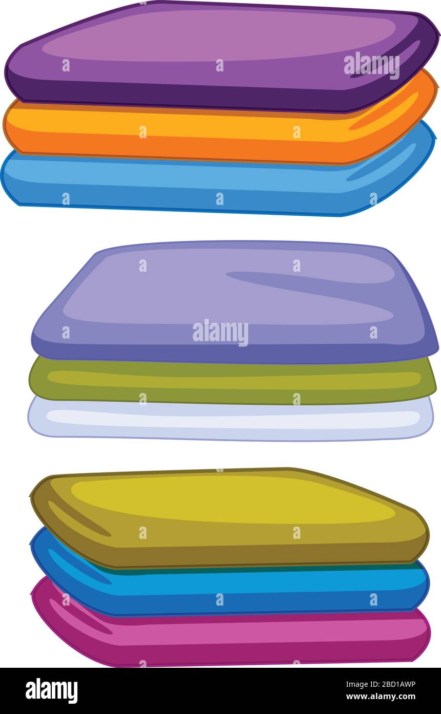 Three stacks of towels in different color illustration Stock Vector ...