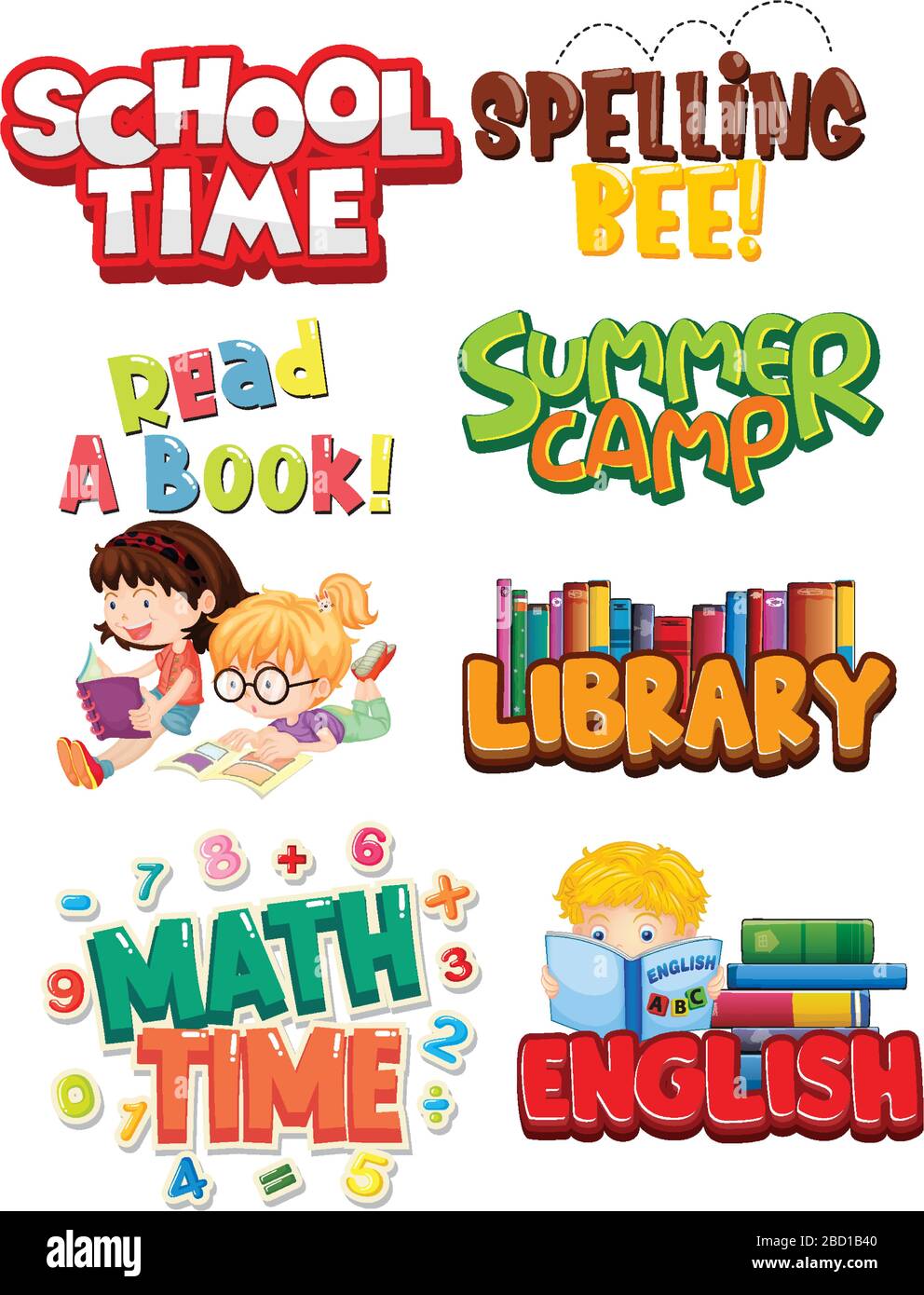 Different font designs for words related to school and education ...