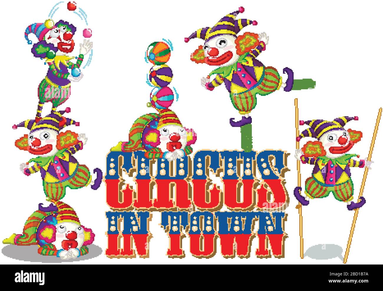 Font design for word circus in town with happy clowns illustration ...