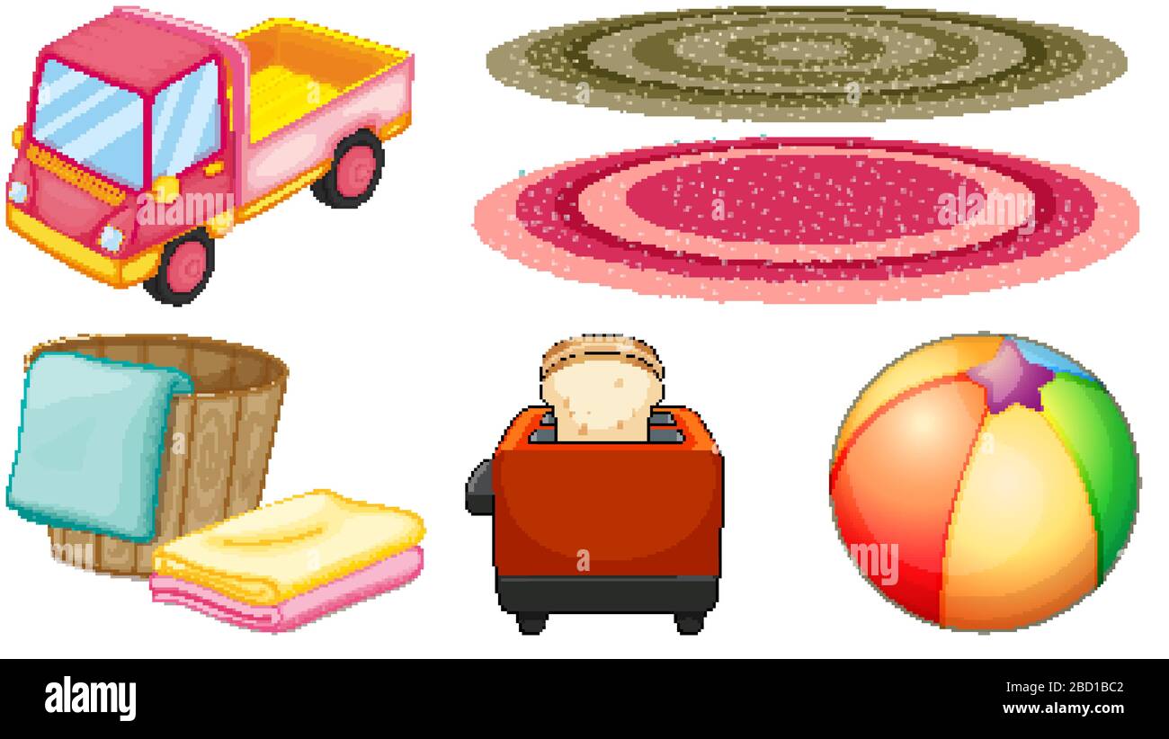 Large set of household items on white background illustration Stock ...