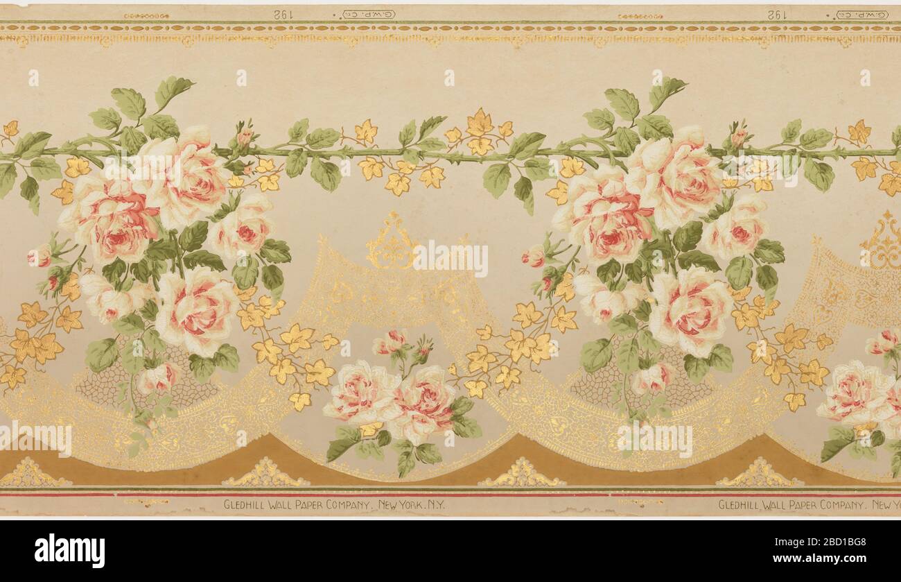 Frieze. Research in ProgressFloral design, with rose stem running ...