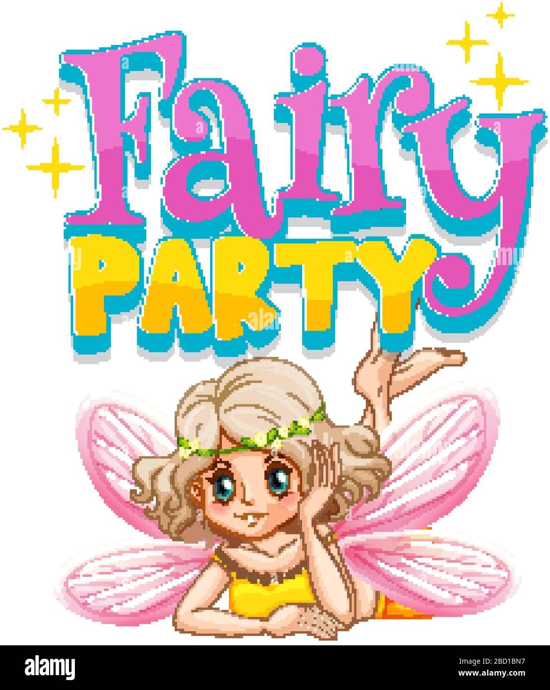 Font design for word fairy party with cute fairy illustration Stock ...