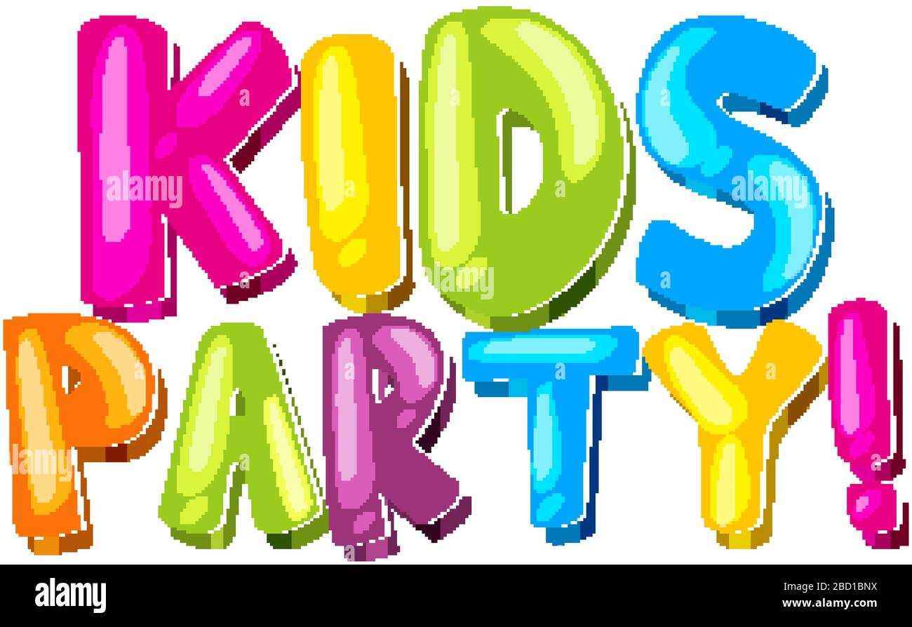 Font design for word kids party with colorful fonts illustration Stock ...