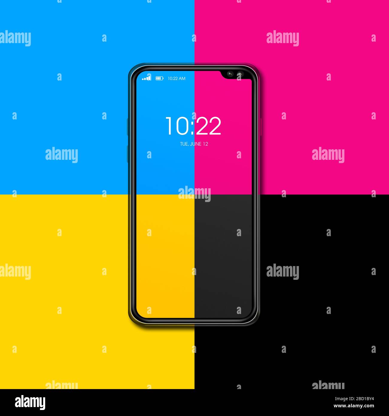 CMYK smartphone isolated on color background. 3D render illustration ...