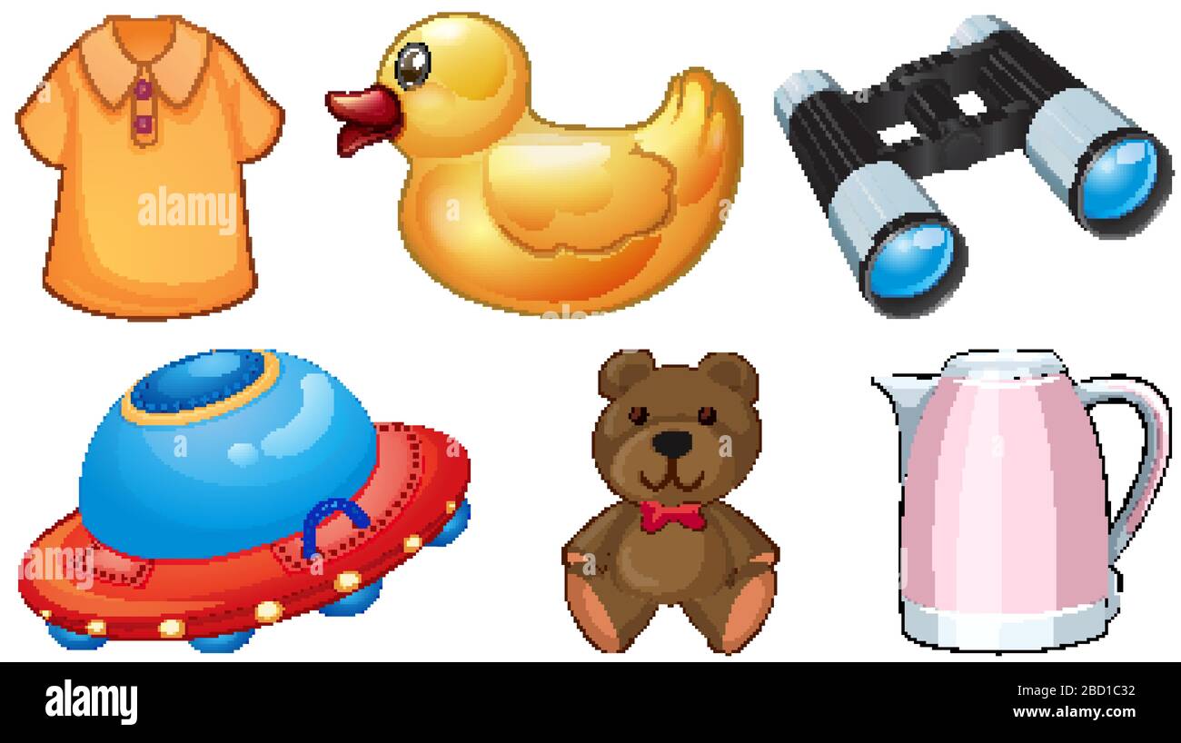 Large set of different items on white background illustration Stock ...