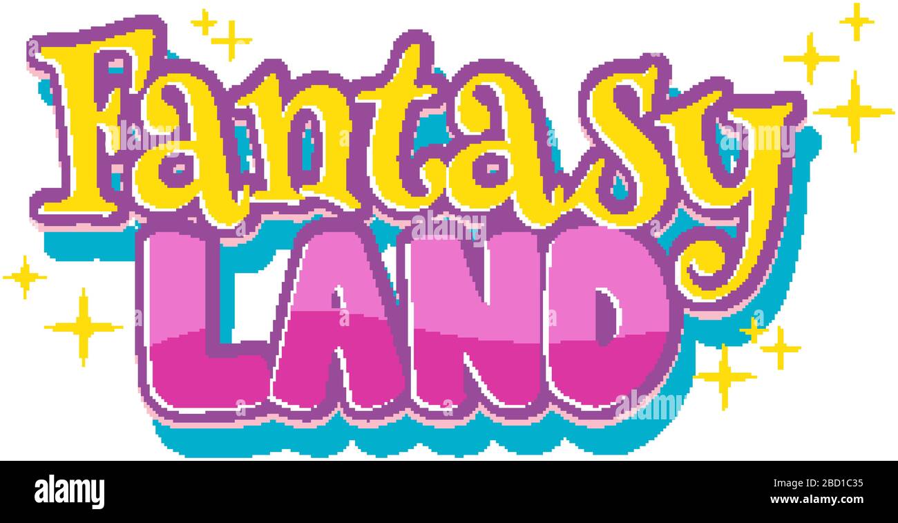 Font design for word fantasy land in pink and yellow illustration Stock ...