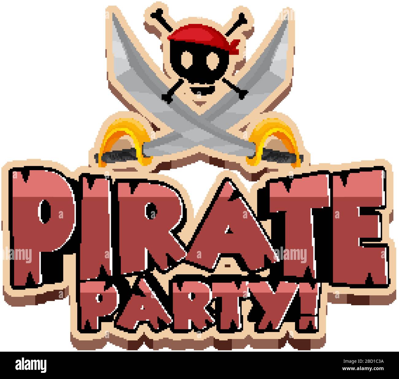 Font design for word pirate party with swords and skull illustration ...