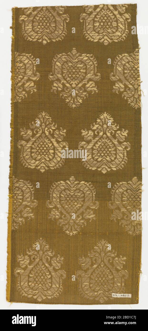 Textile. Research in ProgressRepeating rows of large metallic palmettes ...