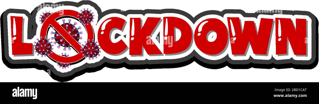 Font design for word lockdown with virus cells on white background ...