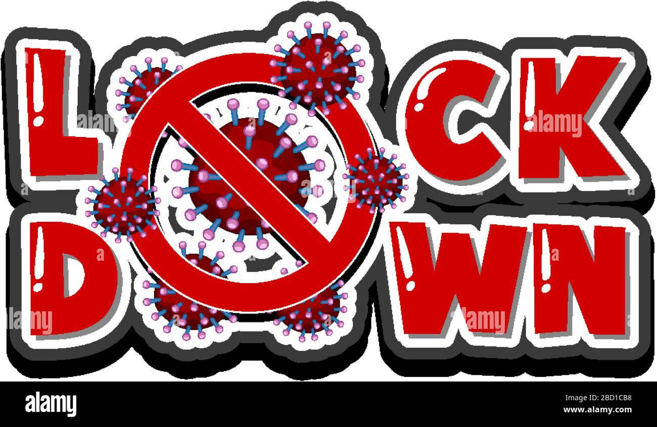 Font design for words lockdown on white background illustration Stock ...