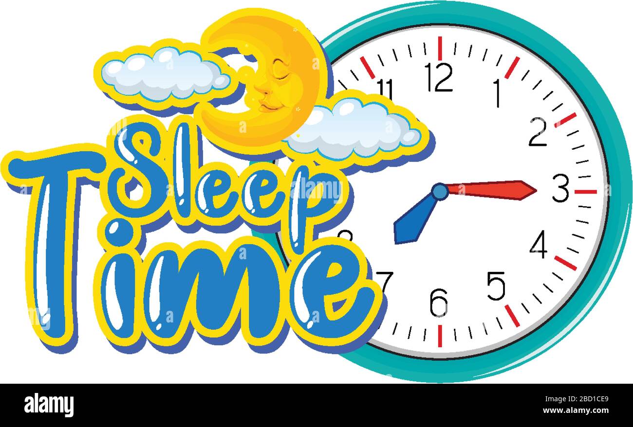 Font design for words sleep time with clock on white background ...