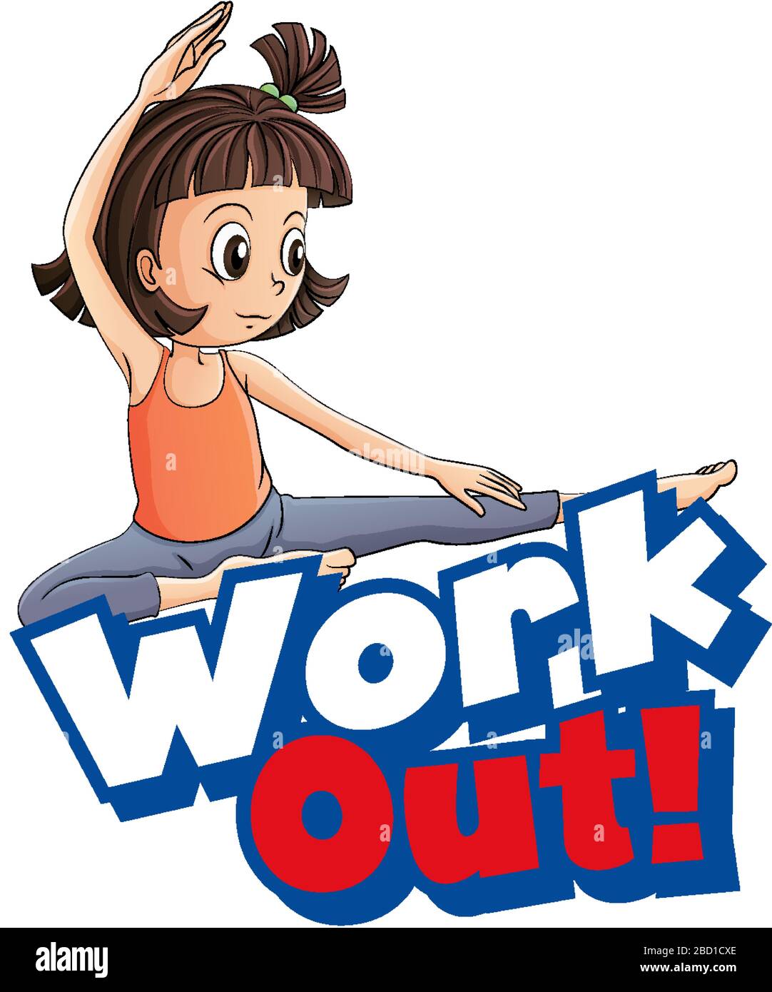 Font design for word work out with kid doing exercise illustration ...