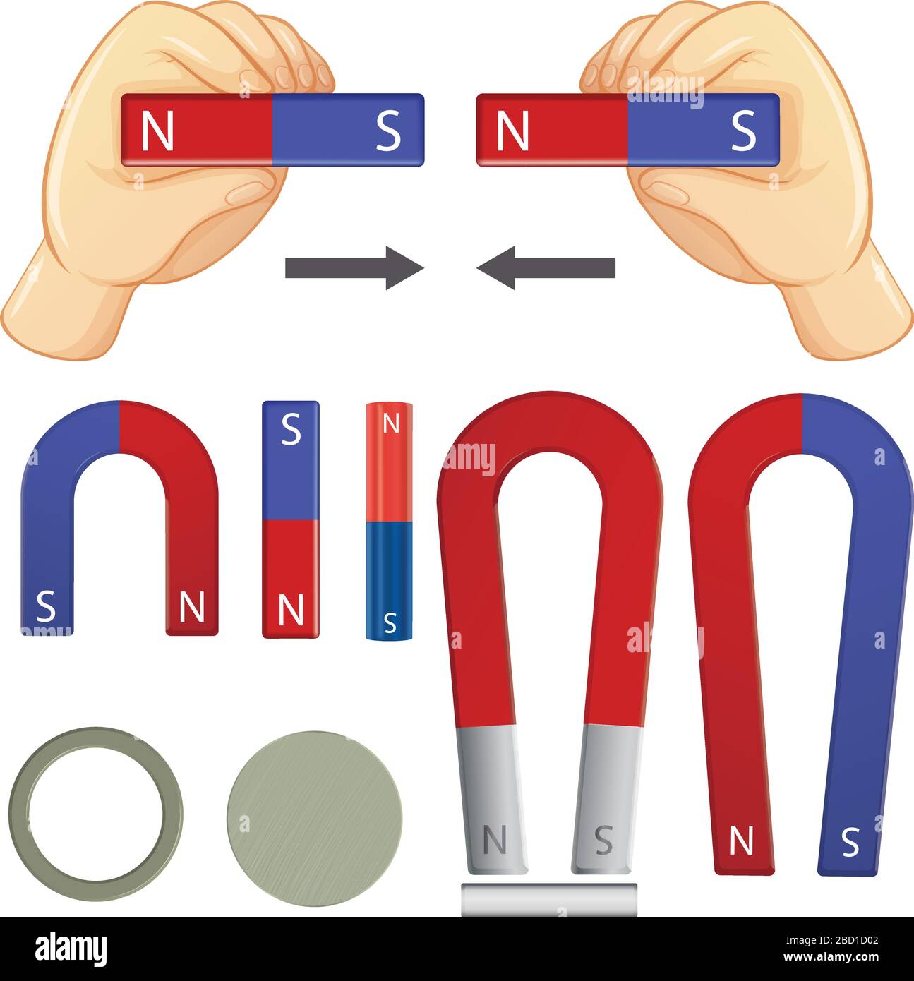 Set of magnets in different shapes on white background illustration ...