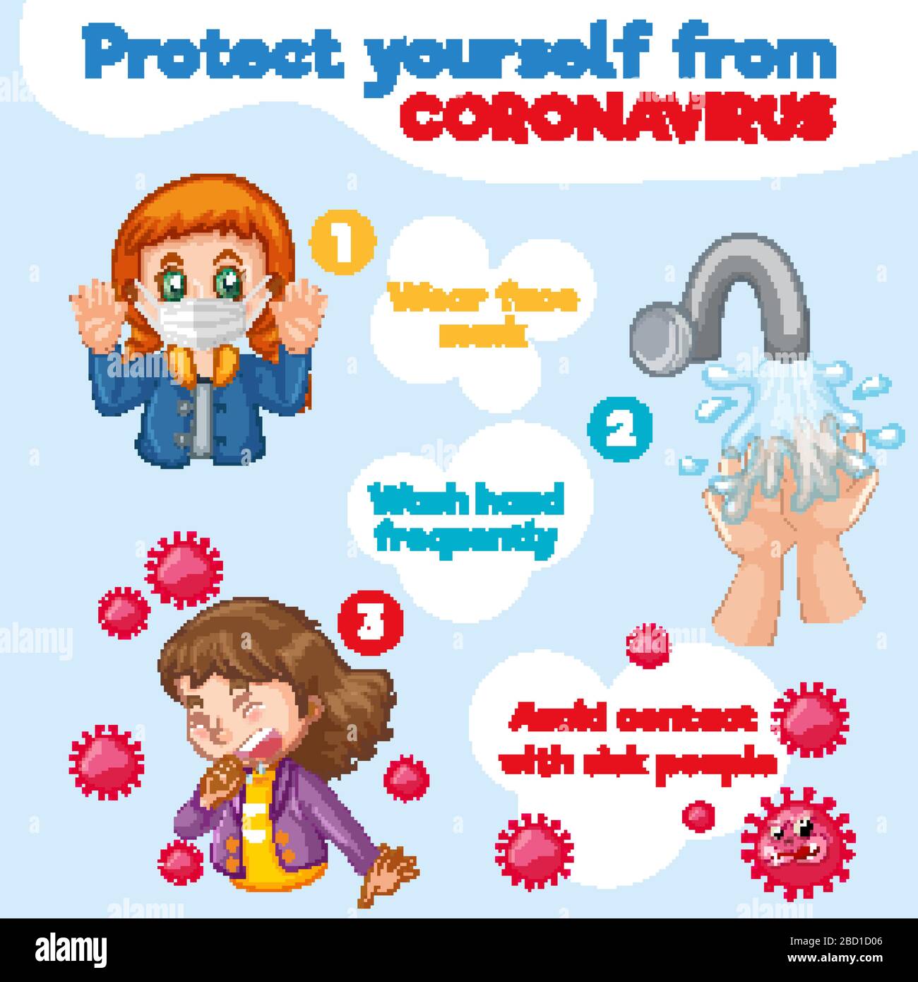 Coronavirus poster design with ways to protect from virus illustration ...