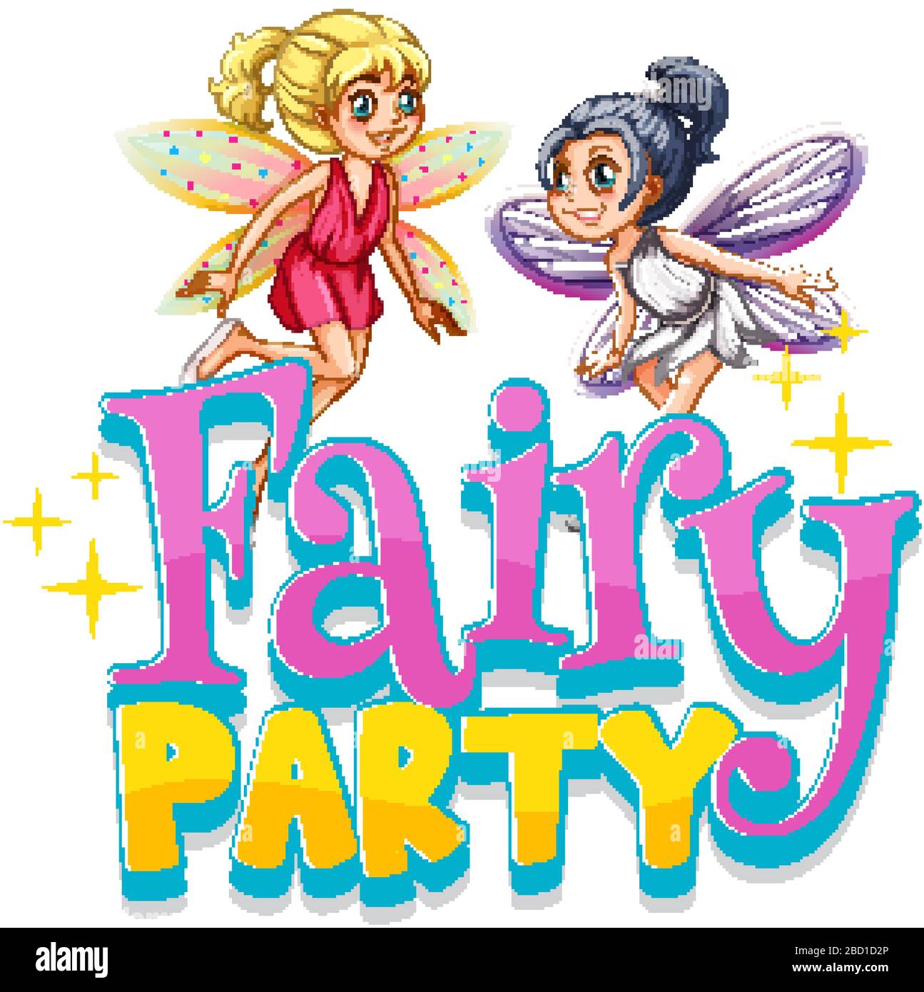 Font design for word fairy party with fairies flying illustration Stock ...